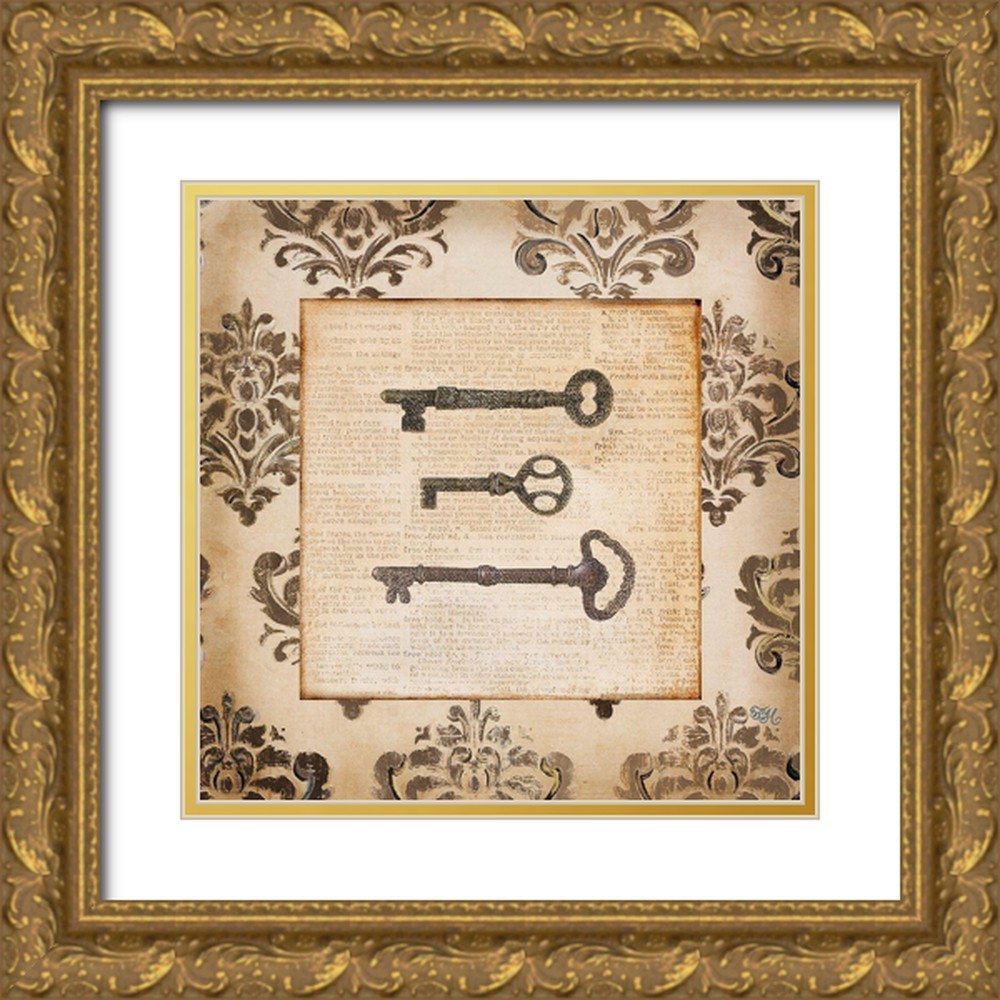 Hakimipour, Tiffany 26x26 Gold Ornate Wood Framed with Double Matting ...