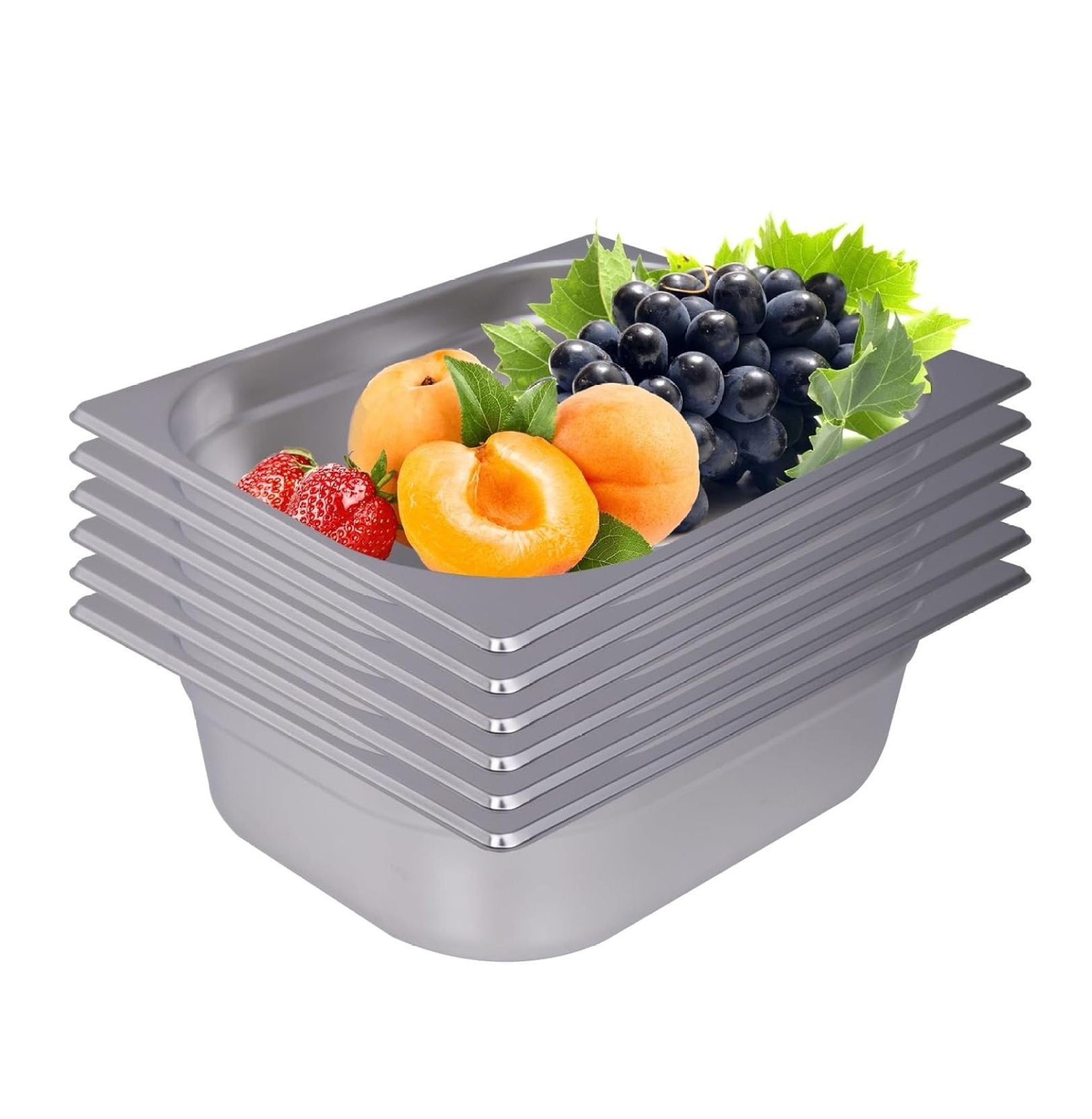 Hakka 1/2 Size Hotel Pans 4inch Deep Stainless Steel Half Size Steam ...