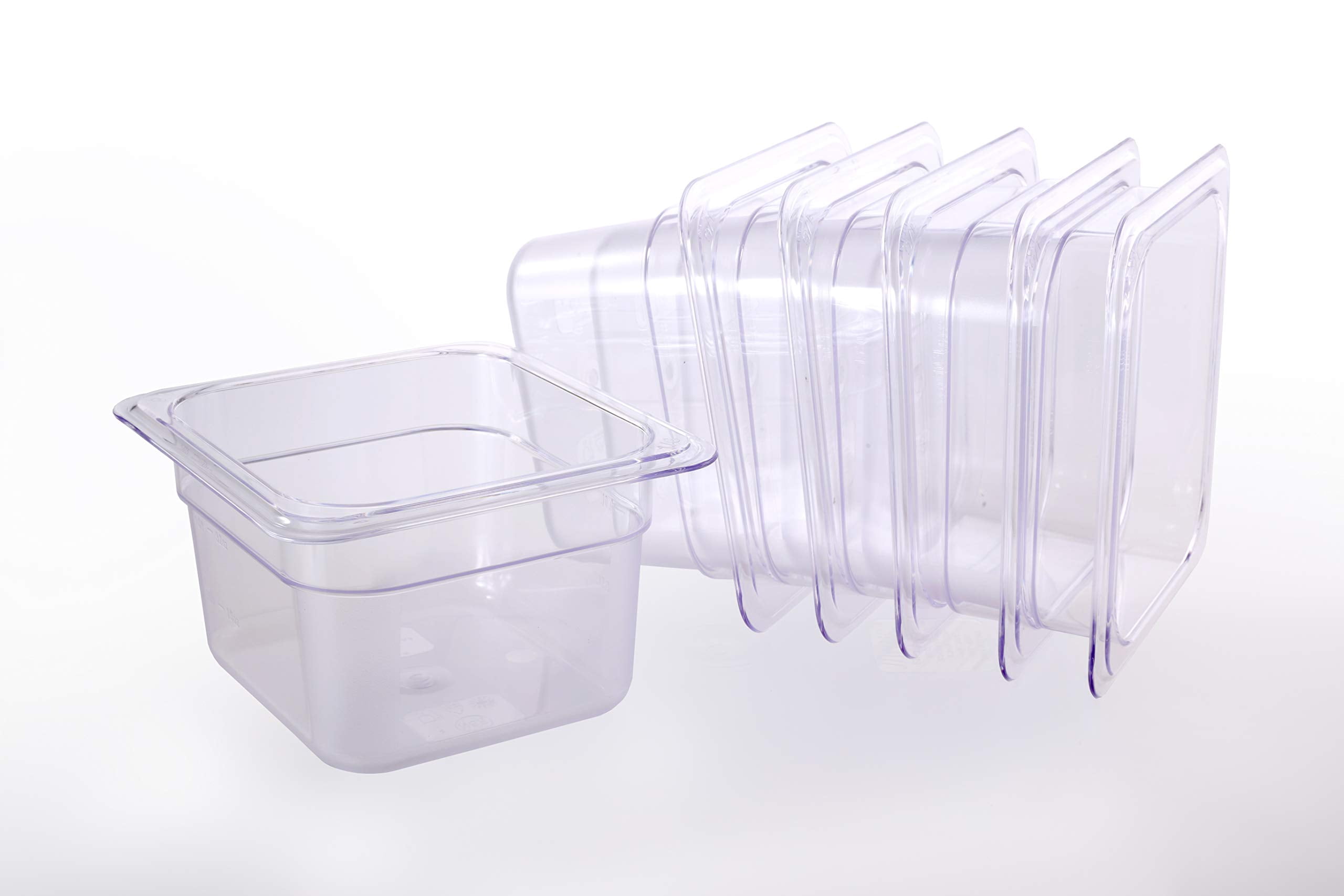 Hakka 1/6 Size Polycarbonate Food Pans, 6"Deep Clear Commercial-Grade ...