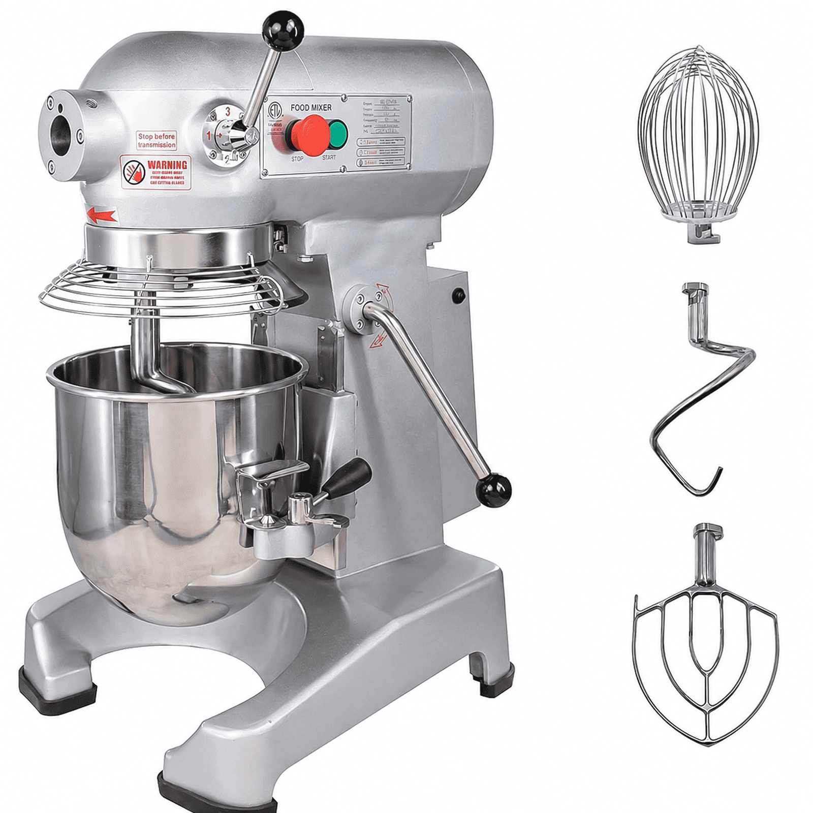 Hakka 10QT Planetary Mixer, Commercial Stand Mixer with Stainless Steel ...