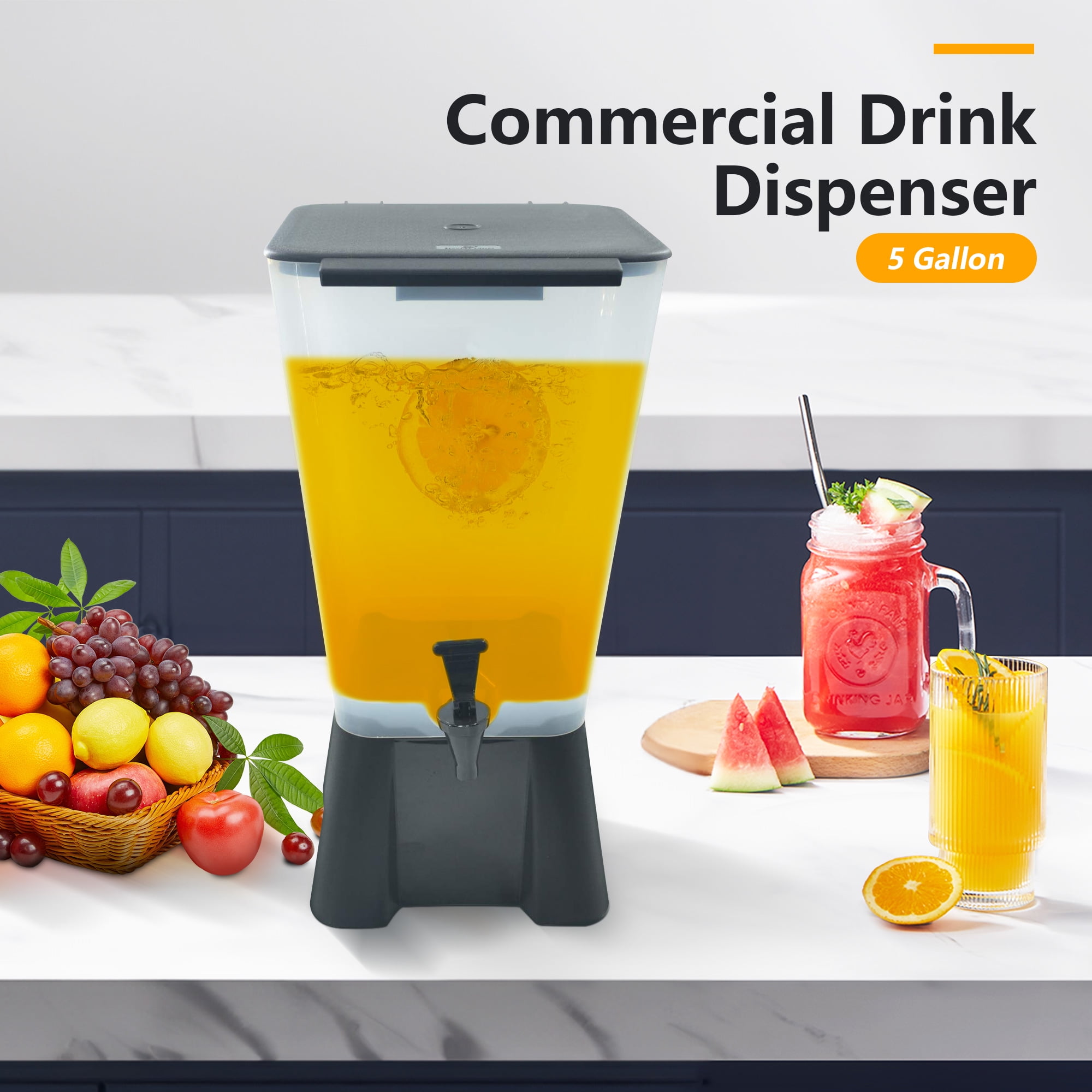 Hakka 5 Gallon Beverage Dispenser Black With Containers For Party ...