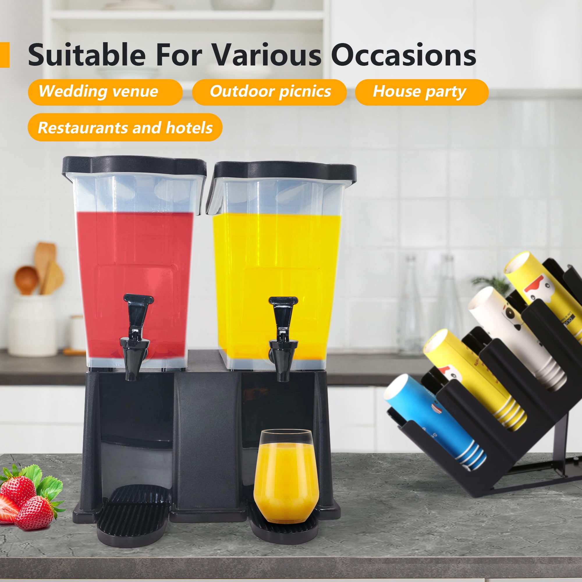 Hakka 6 Gallon Polypropylene Beverage Dispenser, Iced Tea & Punch ...