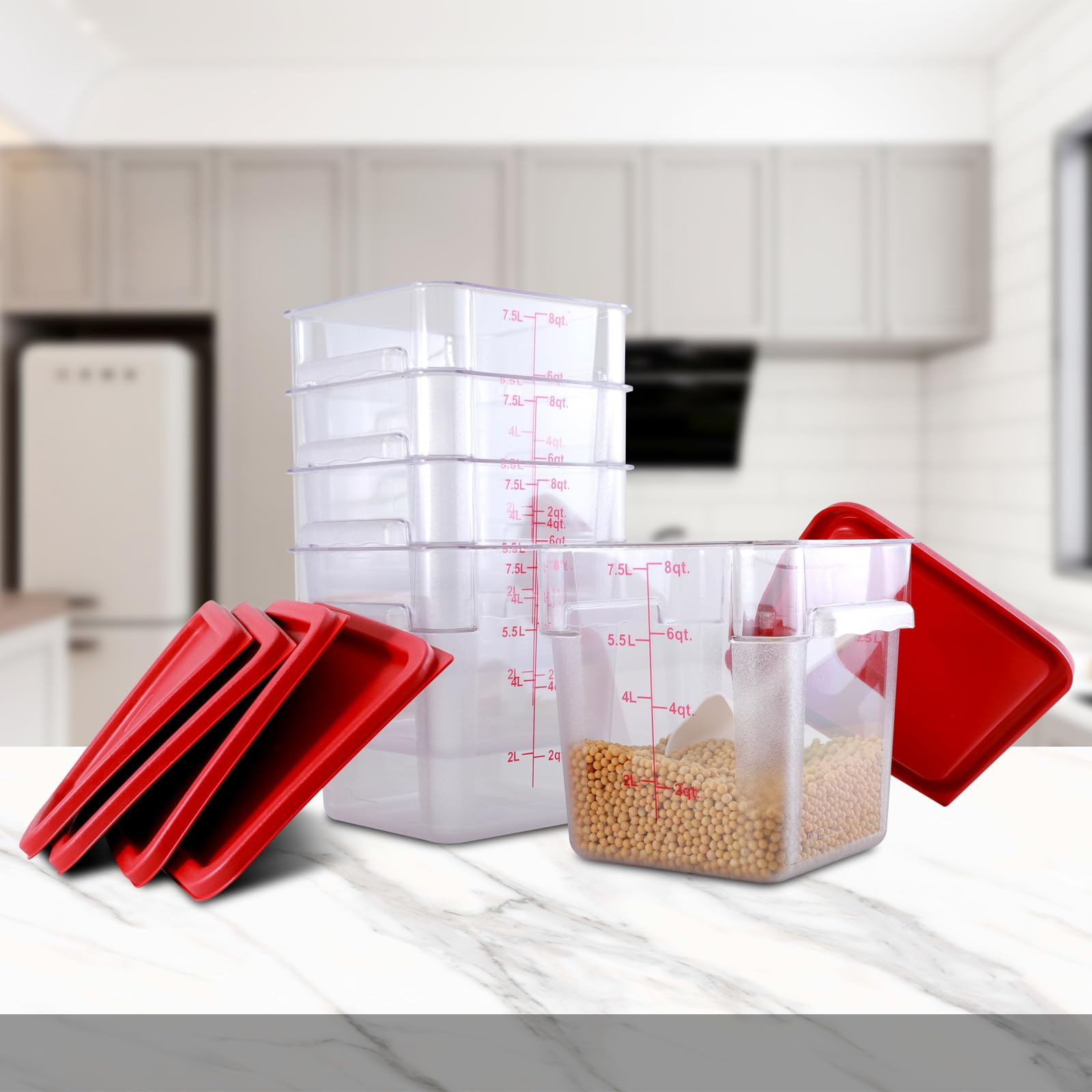 Hakka 8 Qt Commercial Grade Square Food Storage Containers with Lids ...