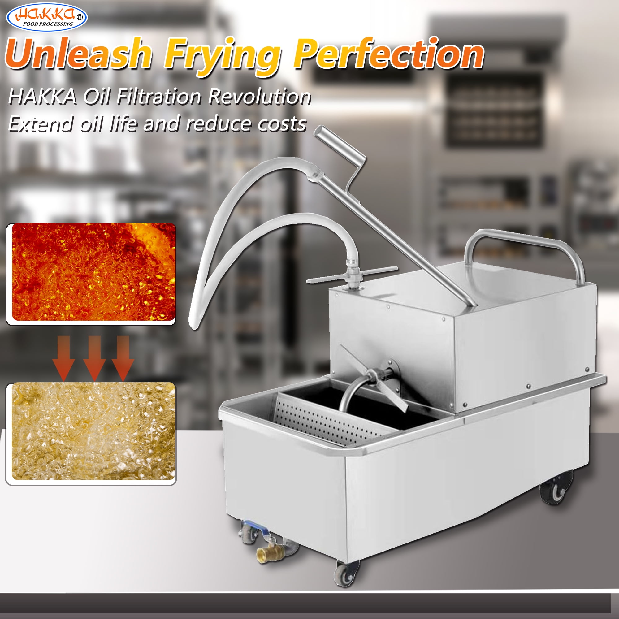 Hakka Commercial Deep Fryer with Mobile Oil Filter System, 48L, 3/4 Hp ...