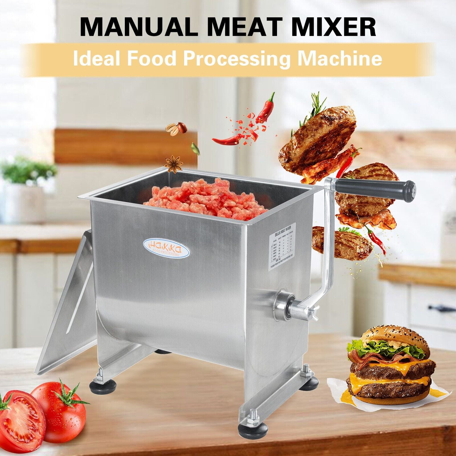 Hakka Meat Mixer 20lb 10L Capacity Tank Commercial Manual Sausage ...