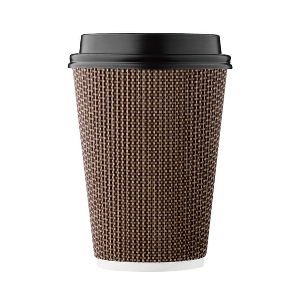 Hakoware Disposable 12 fl oz Brown Rippled Double-Walled Paper Hot Cup ...