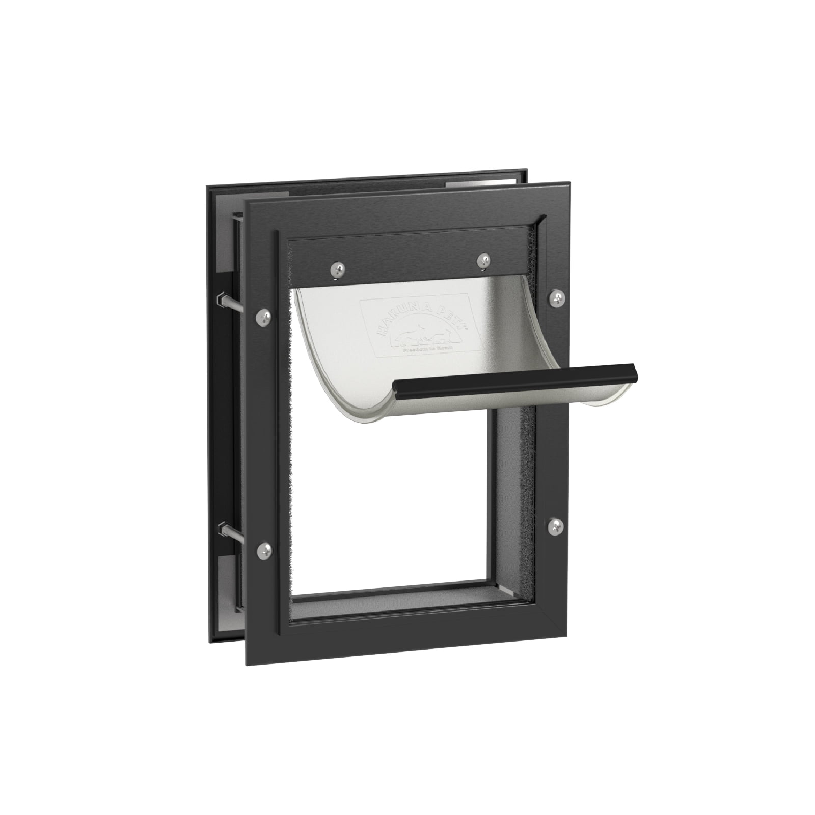 Hakuna Pets Black Deluxe Aluminum Small Pet Door for Doors up to 2.76 ...