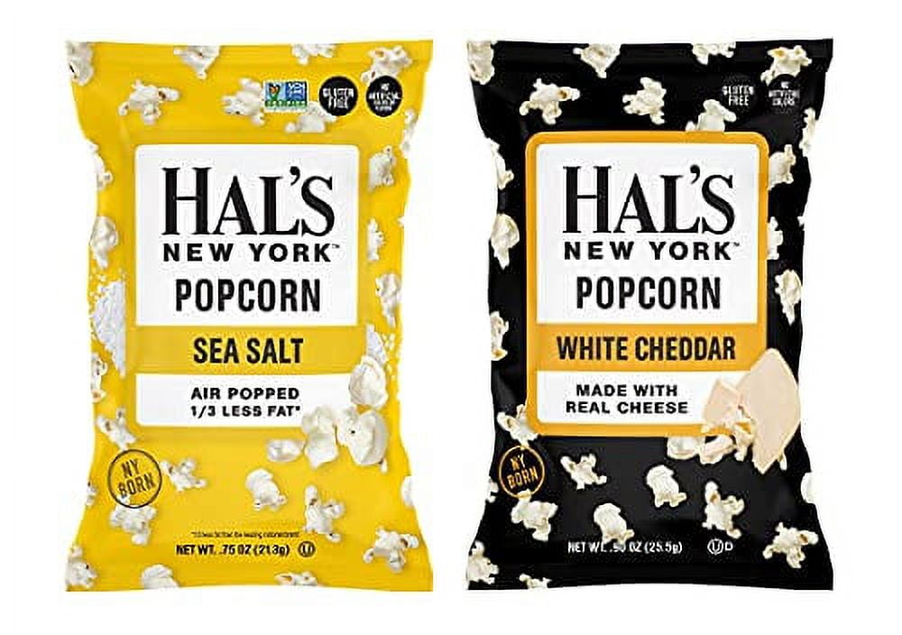 Hal's NY Popcorn Variety Pack, Sea Salt/White Cheddar, Gluten Free, 0. ...