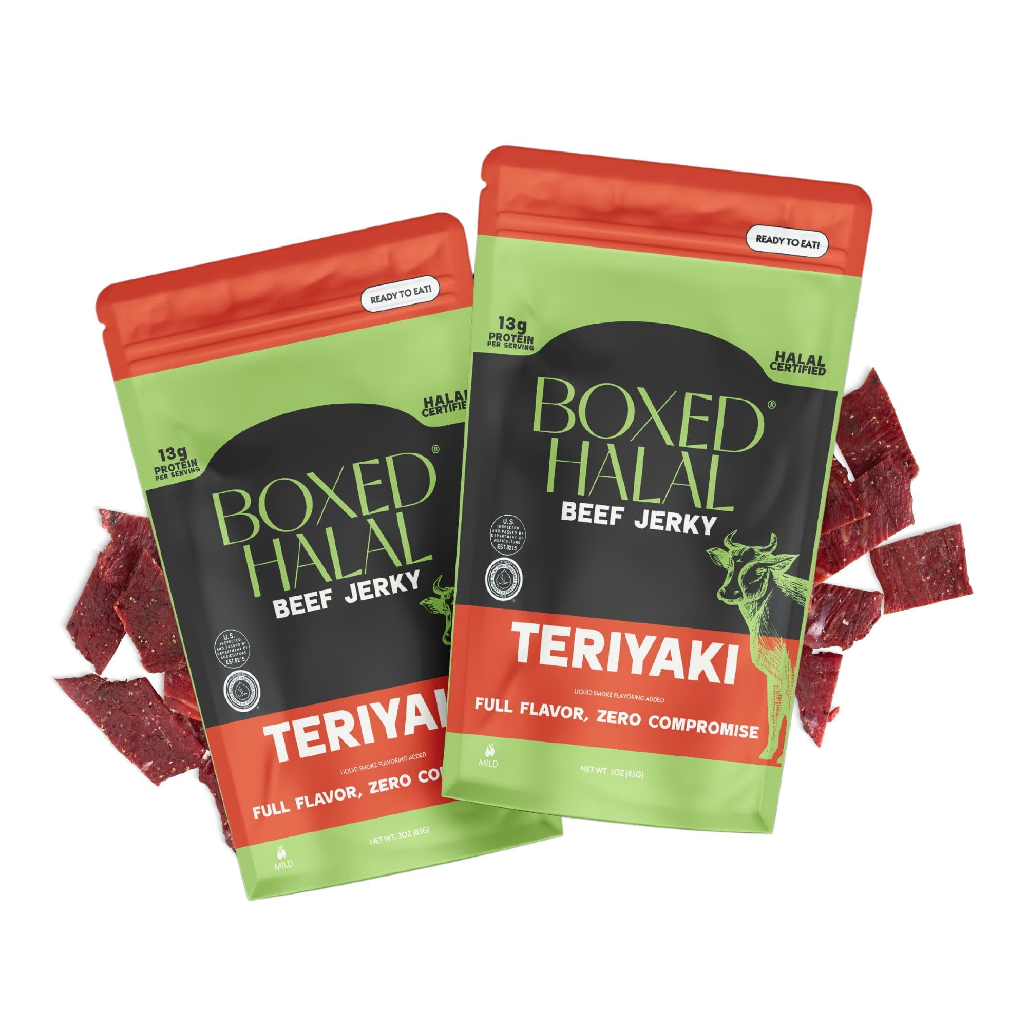 Halal Beef Jerky, 4 TGF4 Flavors - Boxed Halal (Teriyaki) (2-Pack ...