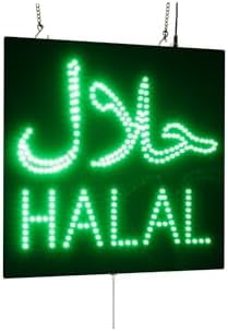 Halal Sign in Arabic and English 2 in 1, 16"x16", 40x40cm, , LED, Neon ...