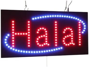 Halal Sign in English, 24"x12", 60x30cm, , LED, Neon, Florescent ...