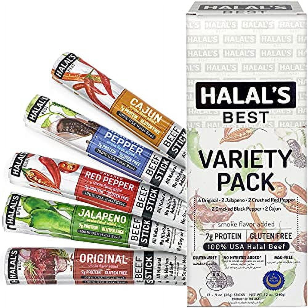 Halal's Best - Beef Stick Variety (12 PACK), Halal Meat Snack, 7g of ...