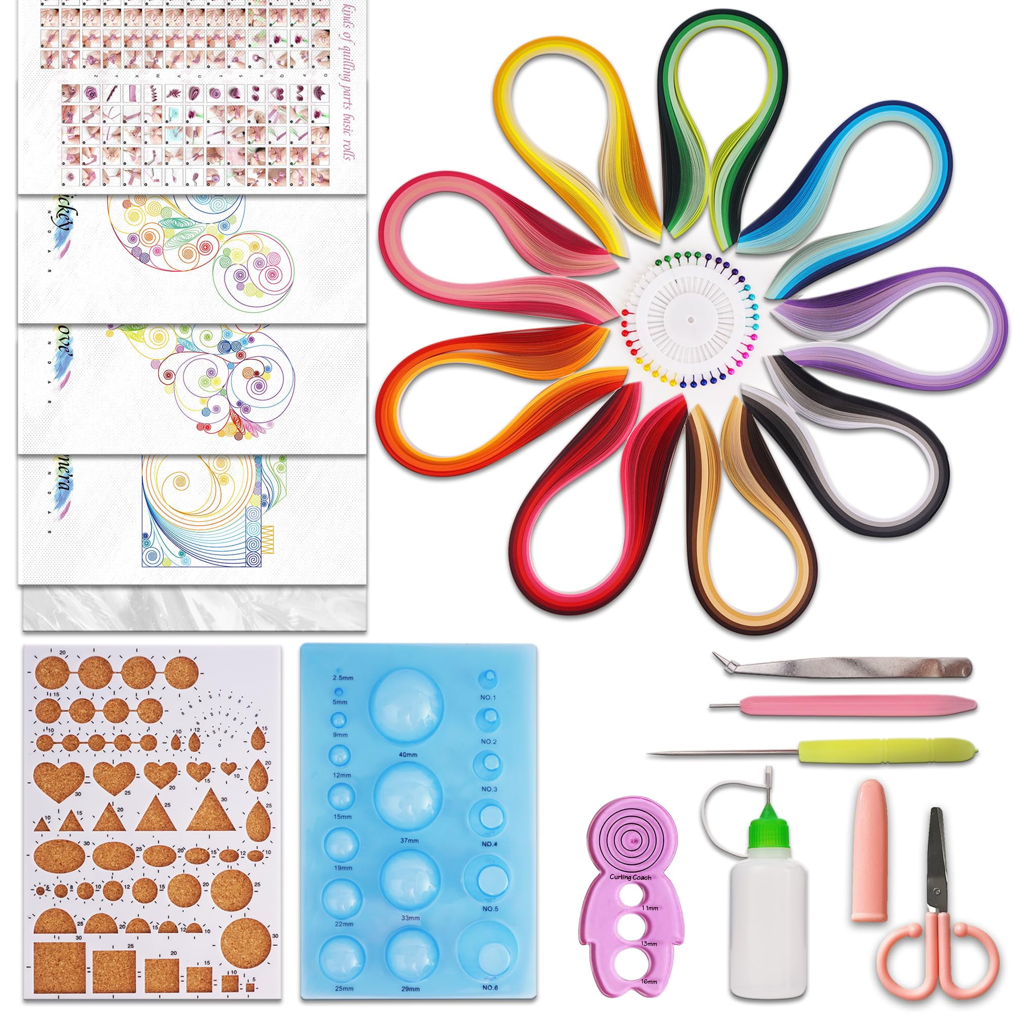 Halandar Paper Quilling Tools Set 24 pcs with 45 Colors 900 5mm ...