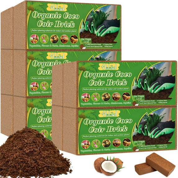 Halatool 10 PCS Organic Coconut Coir Bricks Compressed Coco Coir Brick ...