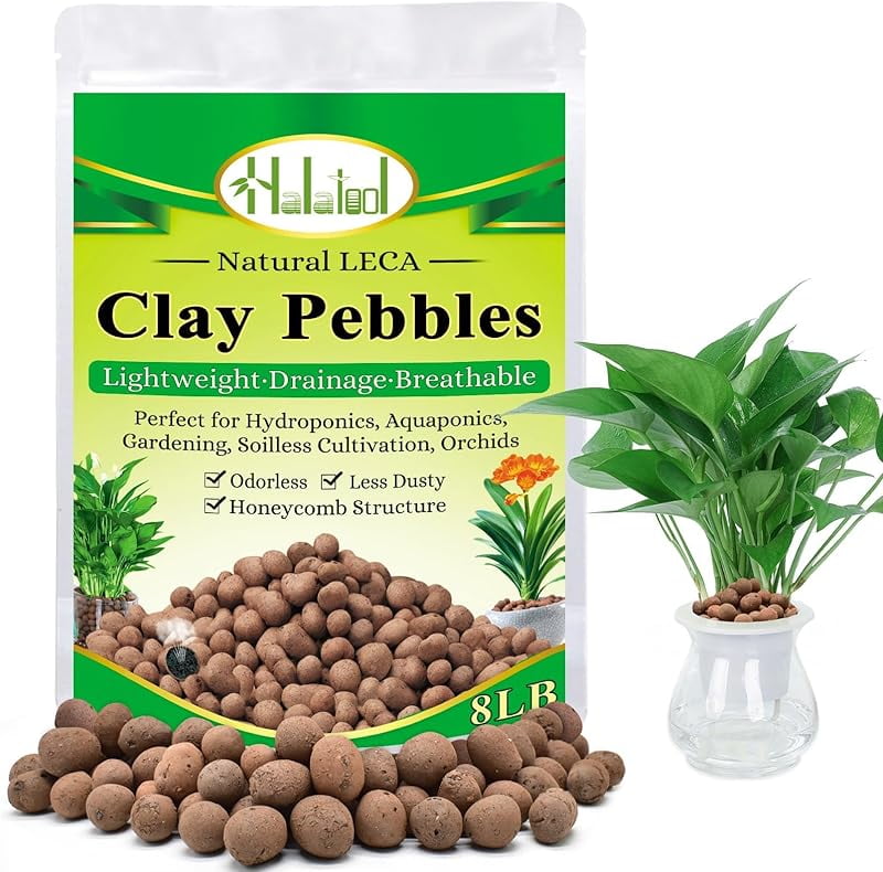 Halatool 2 LB Natural Expanded Clay Pebbles for Plants 4mm-16mm Clay ...