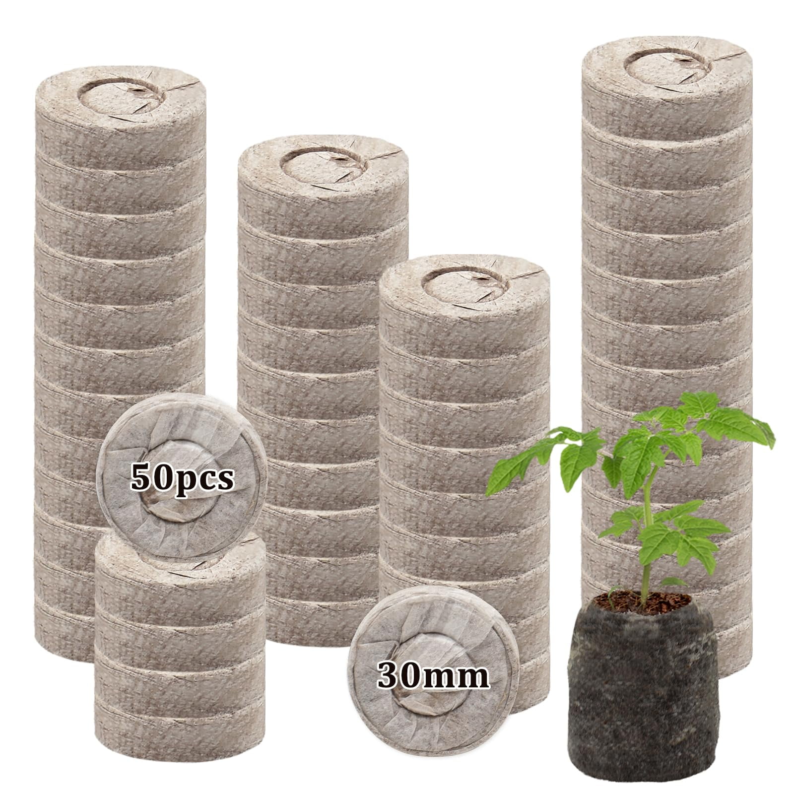 Halatool 50 Pcs FEV6 30mm Peat Pellets Block Potting Soil for Seedlings ...