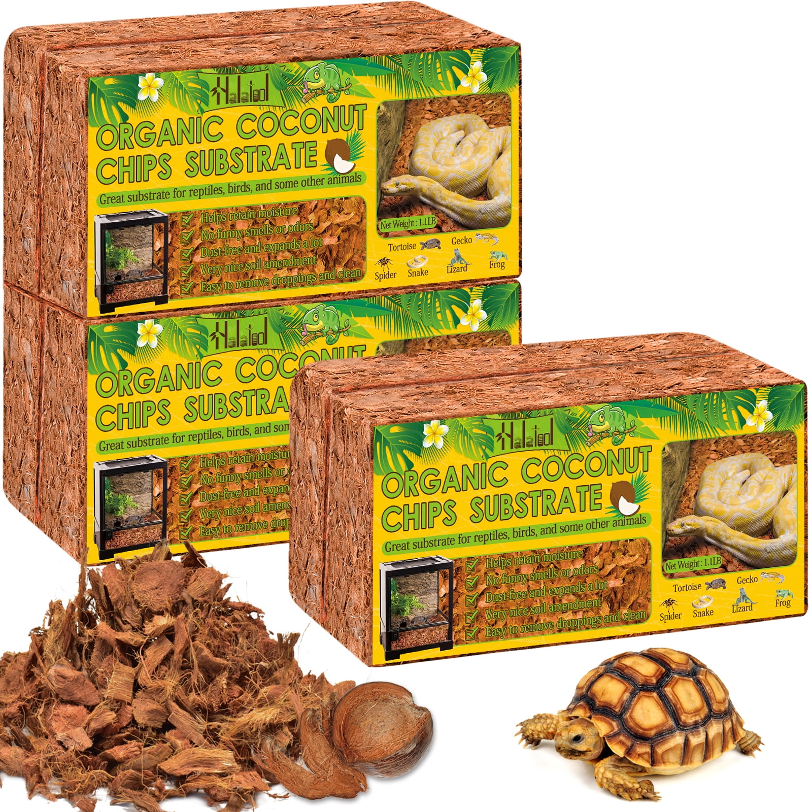 Halatool 6Pack Compressed Coconut Chips Brick Natural Coconut Husk for ...