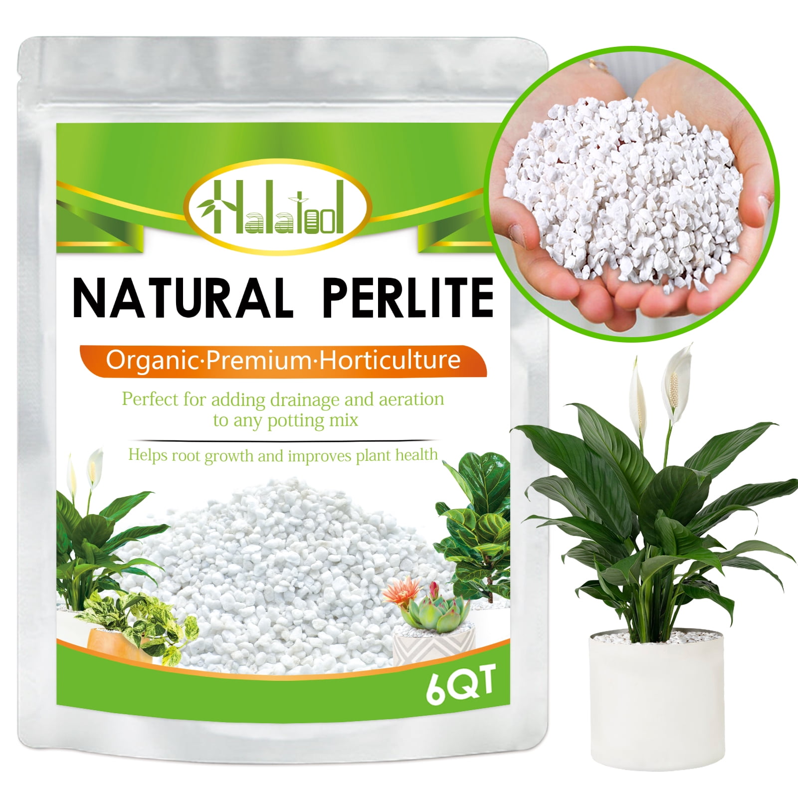 Halatool 6QT Perlite 3-6mm Organic Perlite for Gardening Plants Indoor ...