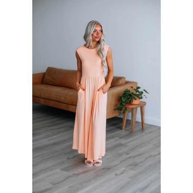 Halayna Jumpsuit - Peach - Walmart.com