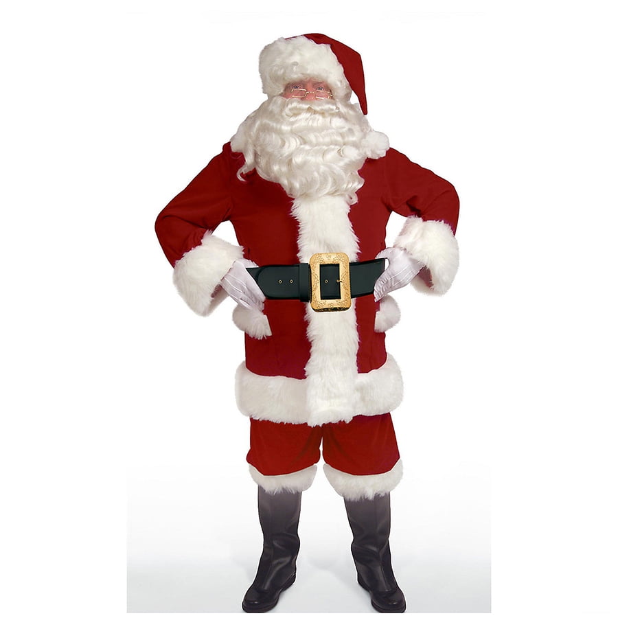 Halco Men's Burgundy Velvet Santa Claus Christmas Coat with Overalls ...