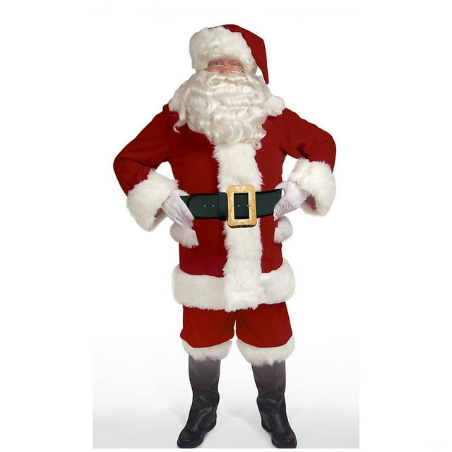 Halco Men's Burgundy Velvet Santa Claus Christmas Coat with Overalls ...