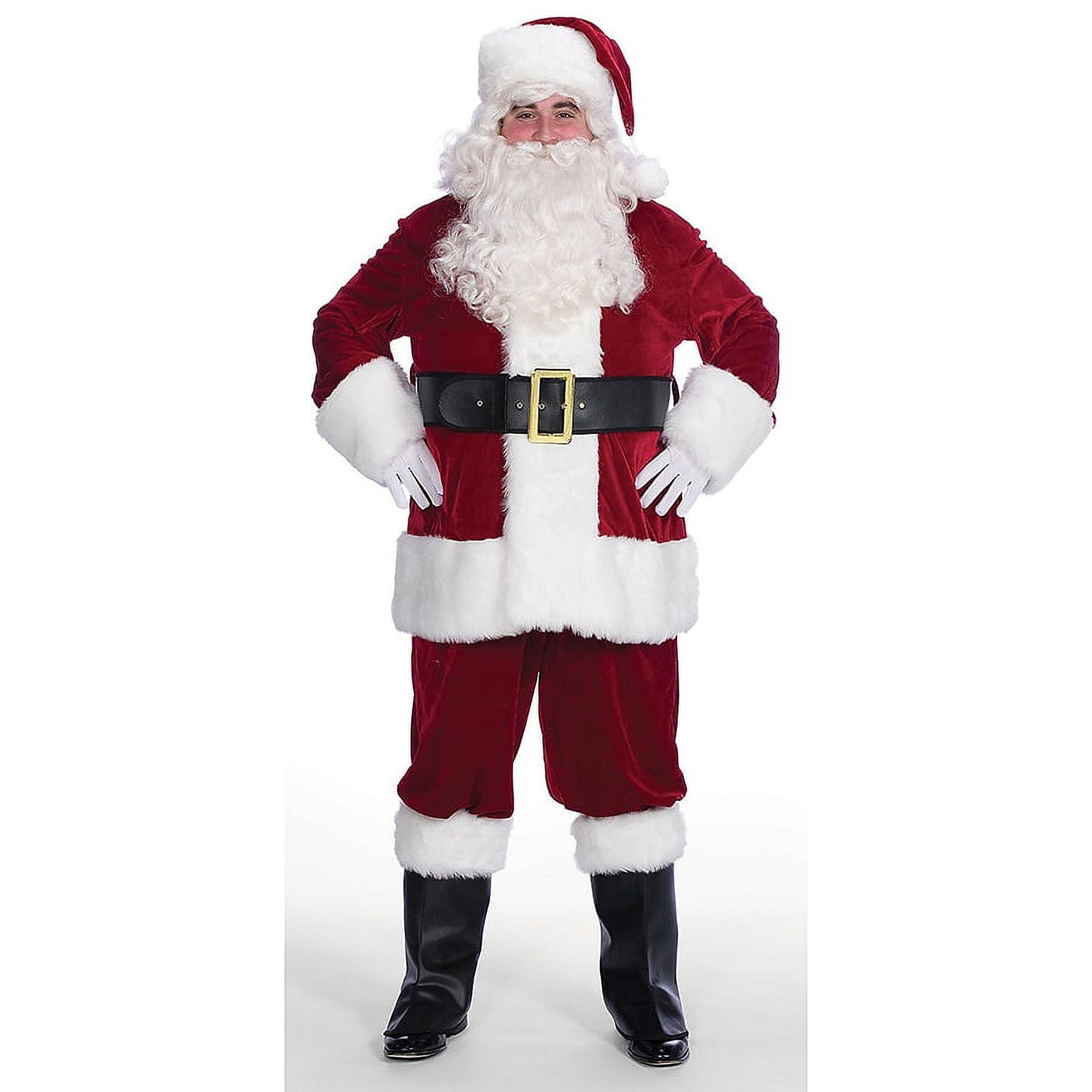 Halco Adult Men's Christmas Santa Claus Costume - Burgundy Velveteen ...