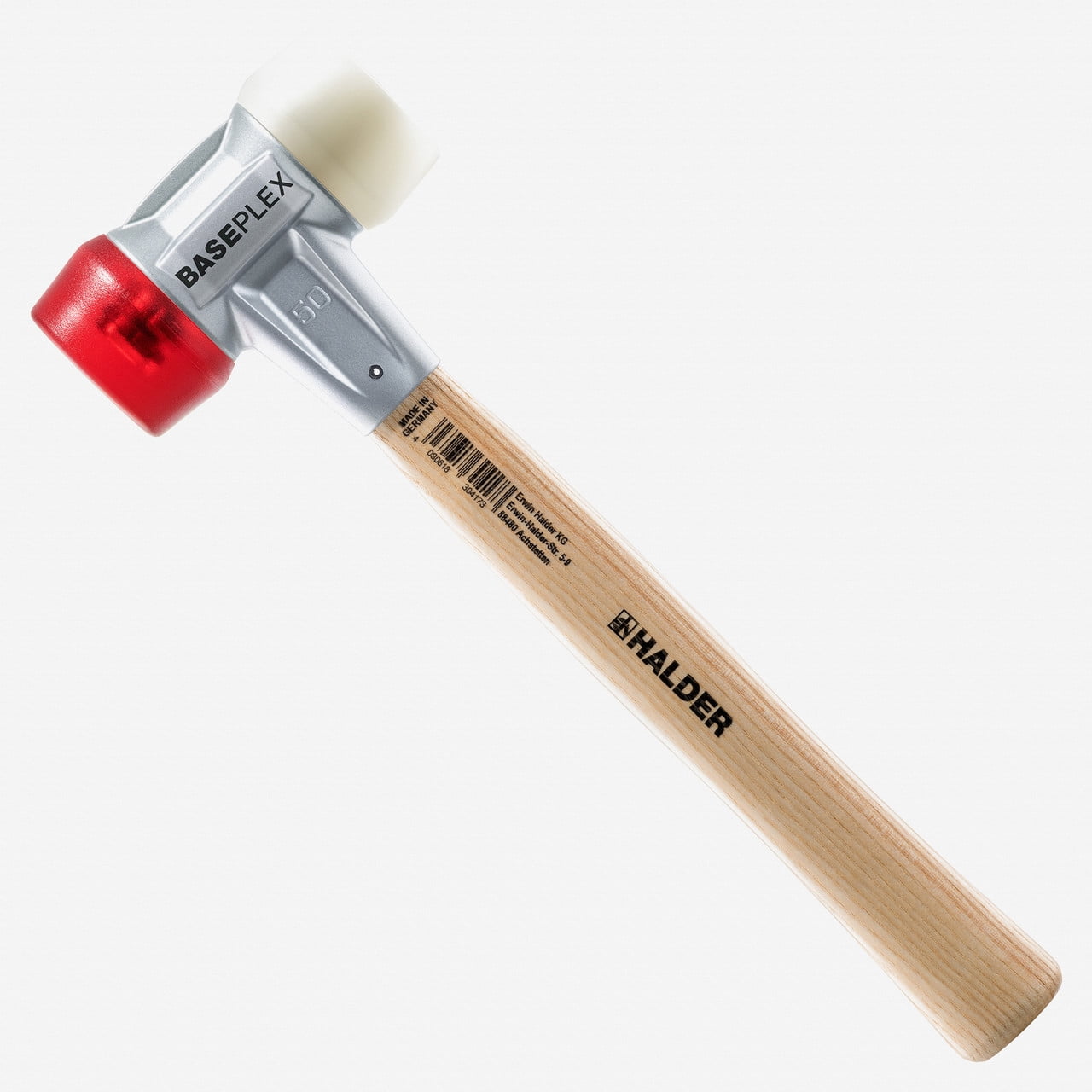 Halder Baseplex Mallet with Nylon/Red Plastic Face Inserts and Zinc Die Cast Housing, 4.53" / 33 ...