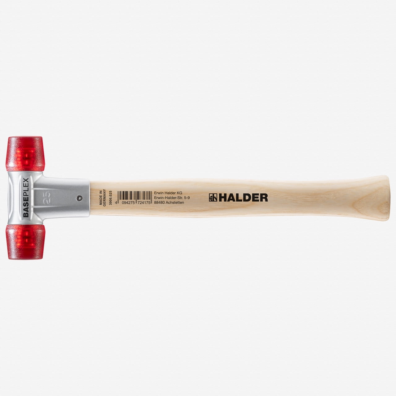Halder Baseplex Mallet with Red Plastic Face Inserts and Zinc Die Cast Housing, 3.39" / 7.58 oz ...