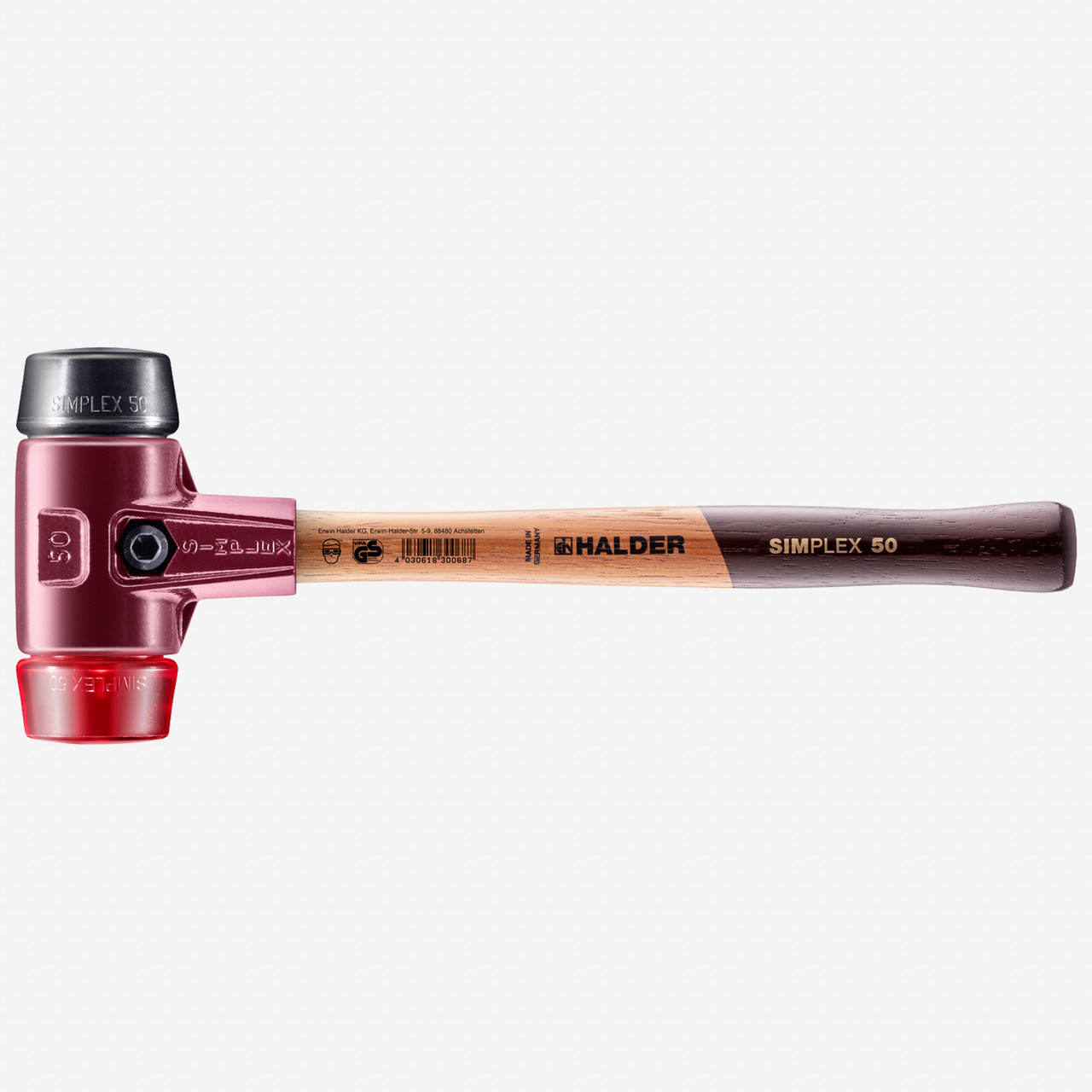 Halder Simplex Mallet with Black Rubber/Red Plastic Inserts and Cast ...