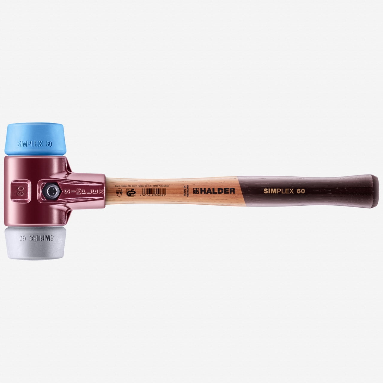 Halder Simplex Mallet with Soft Blue Rubber/Grey Rubber Inserts and ...