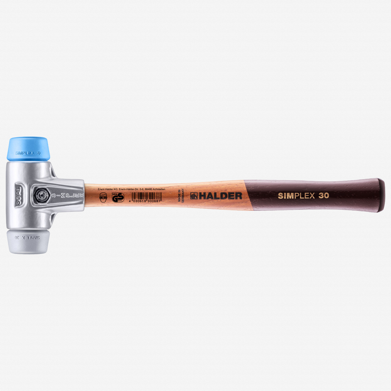 Halder Simplex Mallet with Soft Blue Rubber/Grey Rubber Inserts and ...