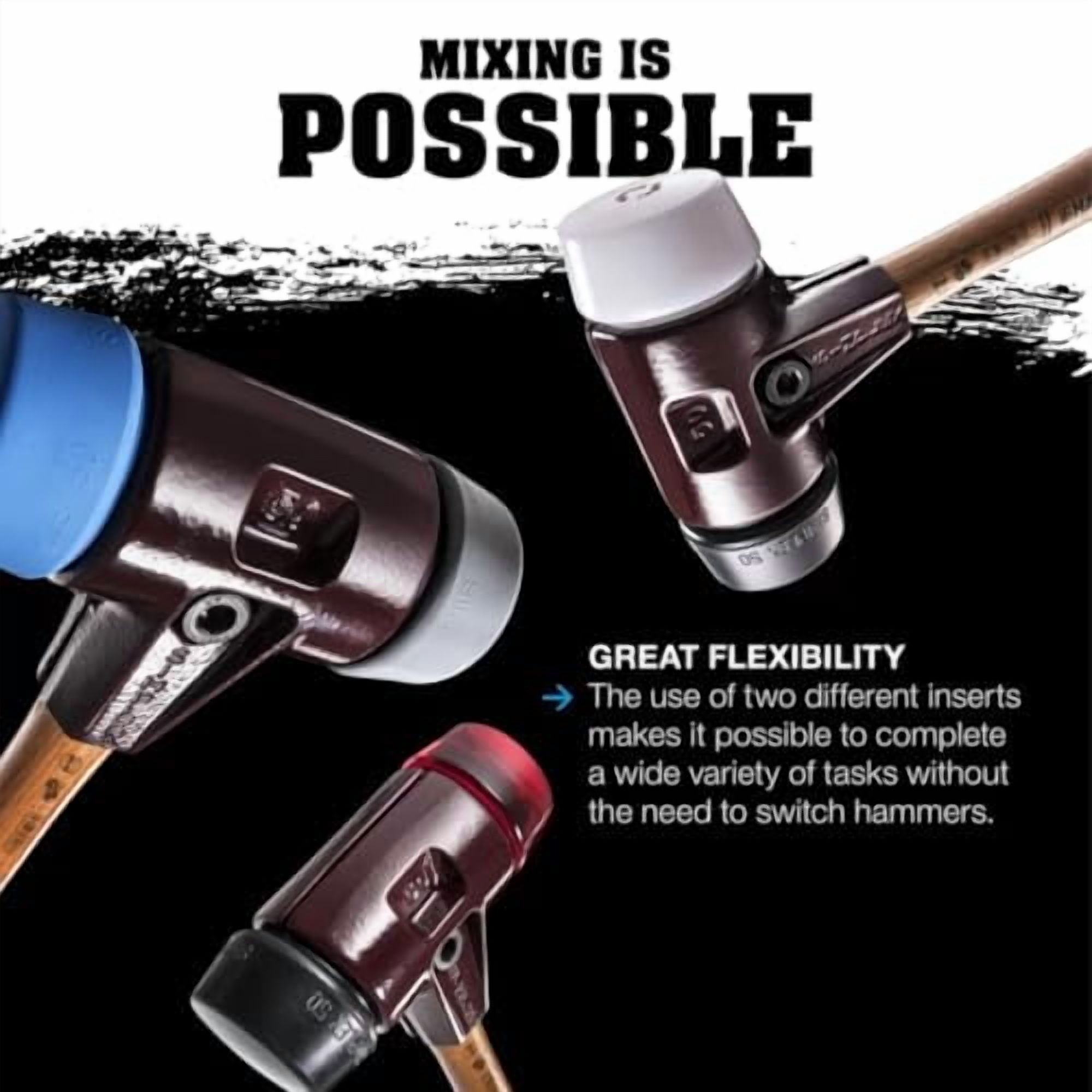 Halder Simplex Soft-Faced Mallet, Medium-Hard Rubber Insert, Hard Superplastic Insert, Cast Iron ...