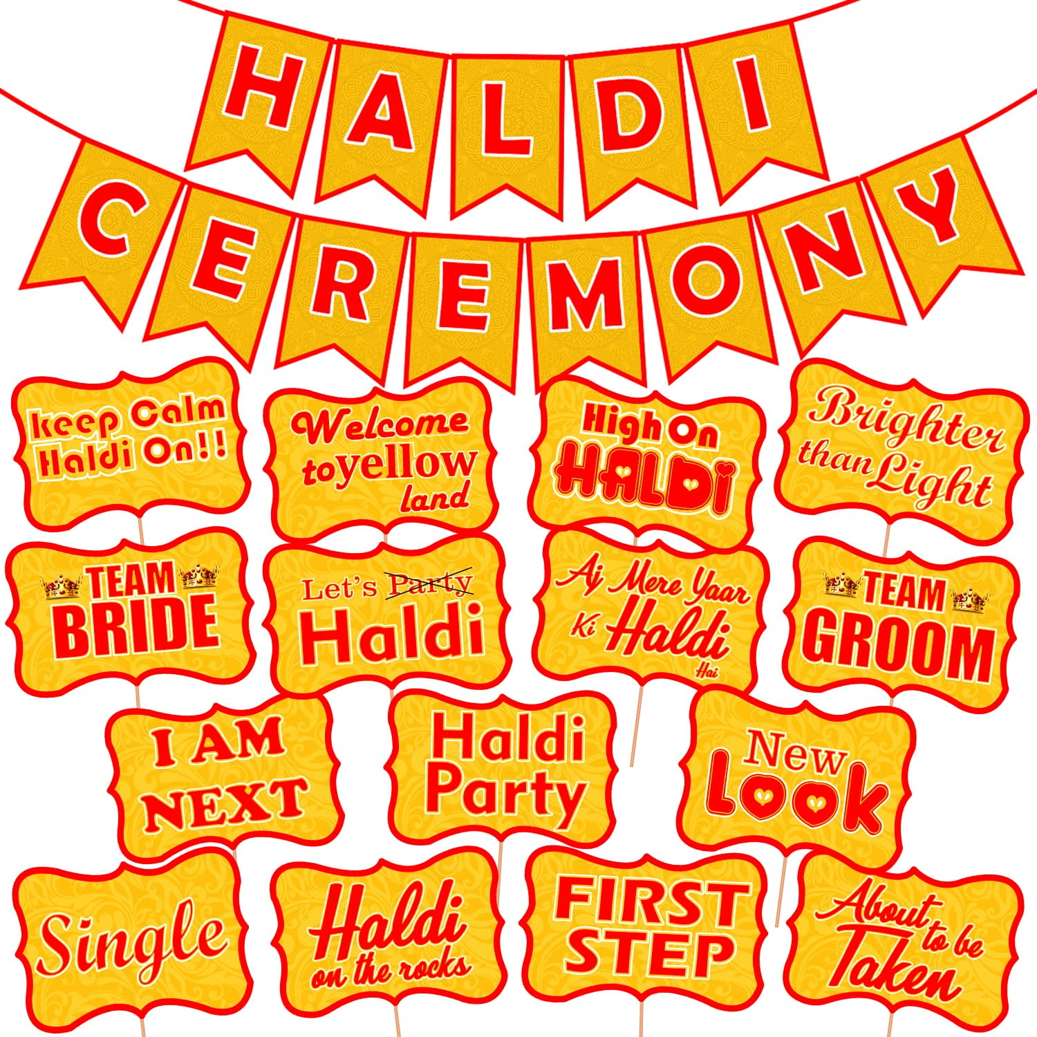 Haldi Ceremony Decoration Items For Marriage - 16 Pcs, Yellow | Haldi ...
