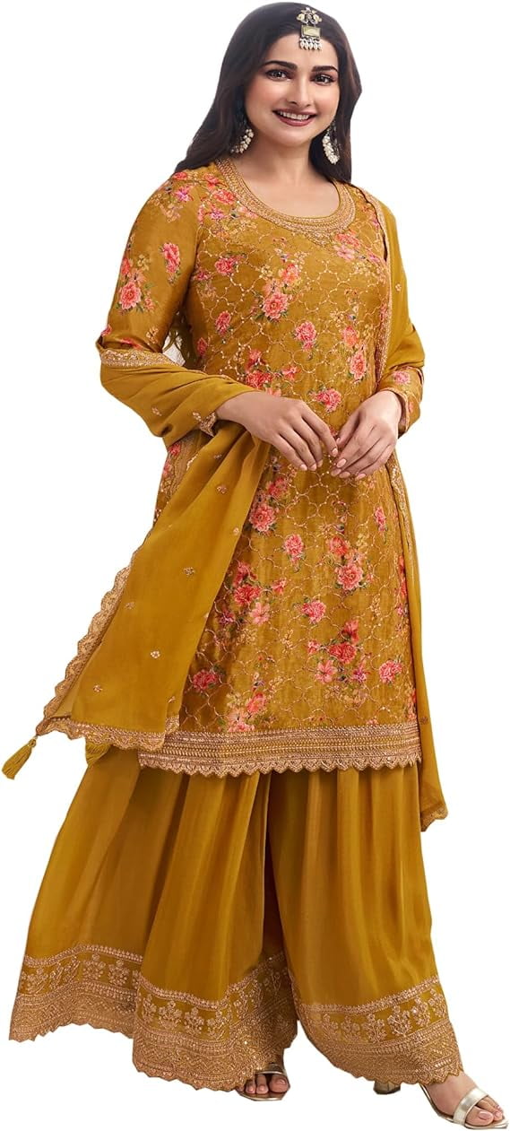 Haldi Function Wear Indian Designer Salwar Kameez Suits Pakistani Plazo ...