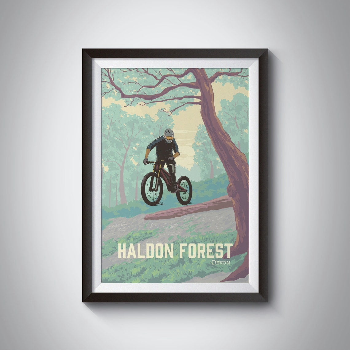 Haldon Forest Mountain Biking Poster, Devon Travel Print, Mtb Trail ...