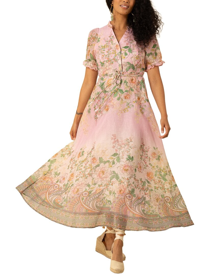 Hale Bob womens Silk & Linen-Blend Haley Midi Dress, l - Walmart.com