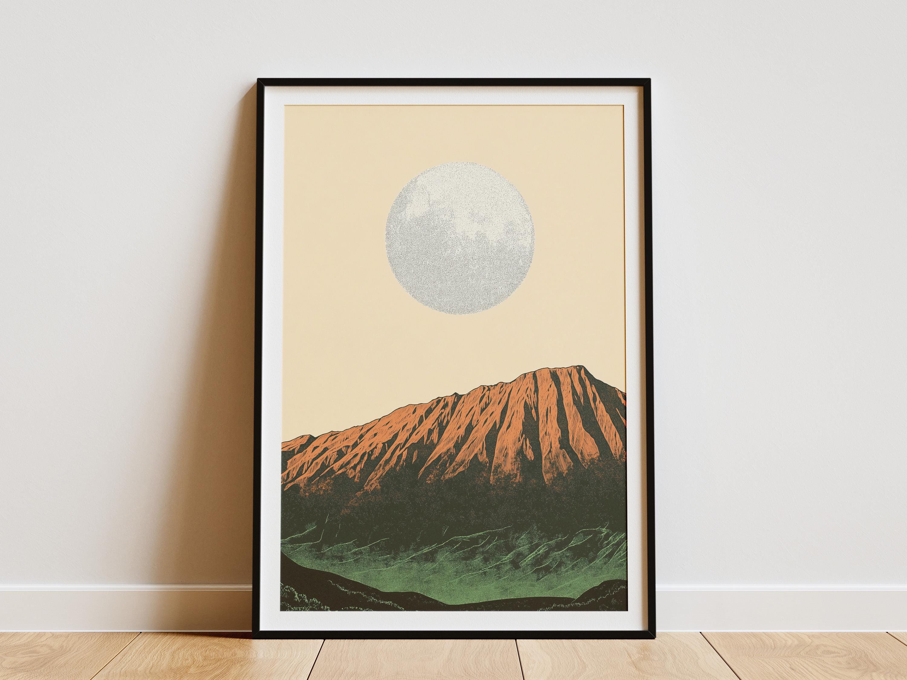 Haleakala National Park Hawaii Moon Poster Vintage Style Travel Art ...