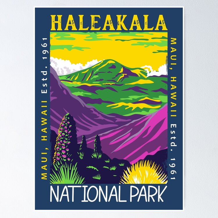 Haleakala National Park Maui Hawaii Distressed UNFRAMED Poster, 16x24 ...
