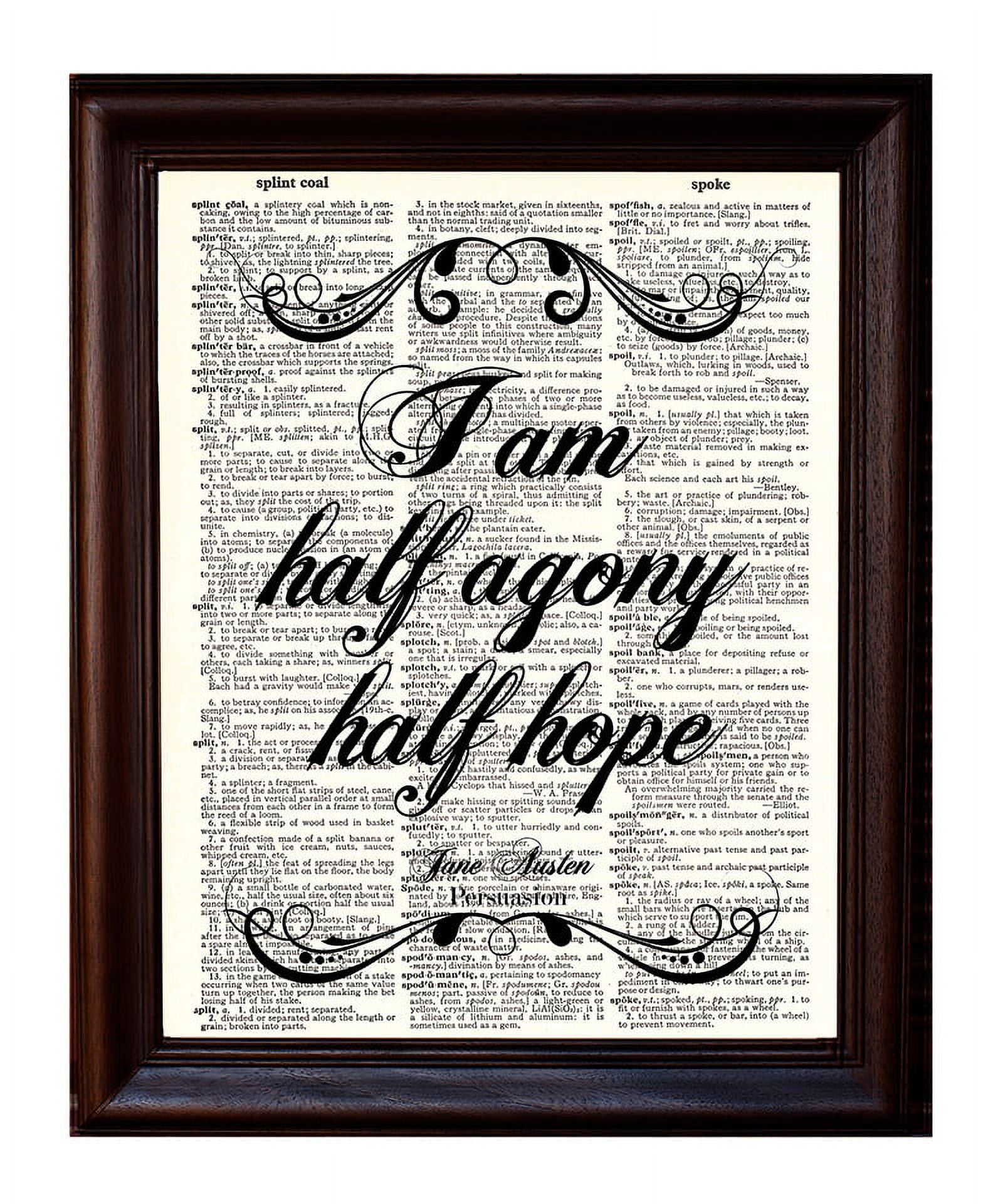 Half Agony Quote - Dictionary Art Print Printed On Authentic Vintage ...