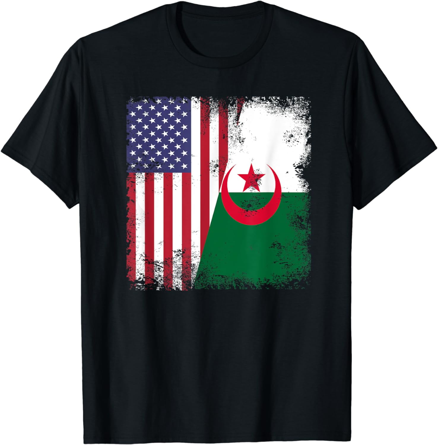 Half Algerian Flag T-Shirt | Vintage Algeria USA Gift - Walmart.com
