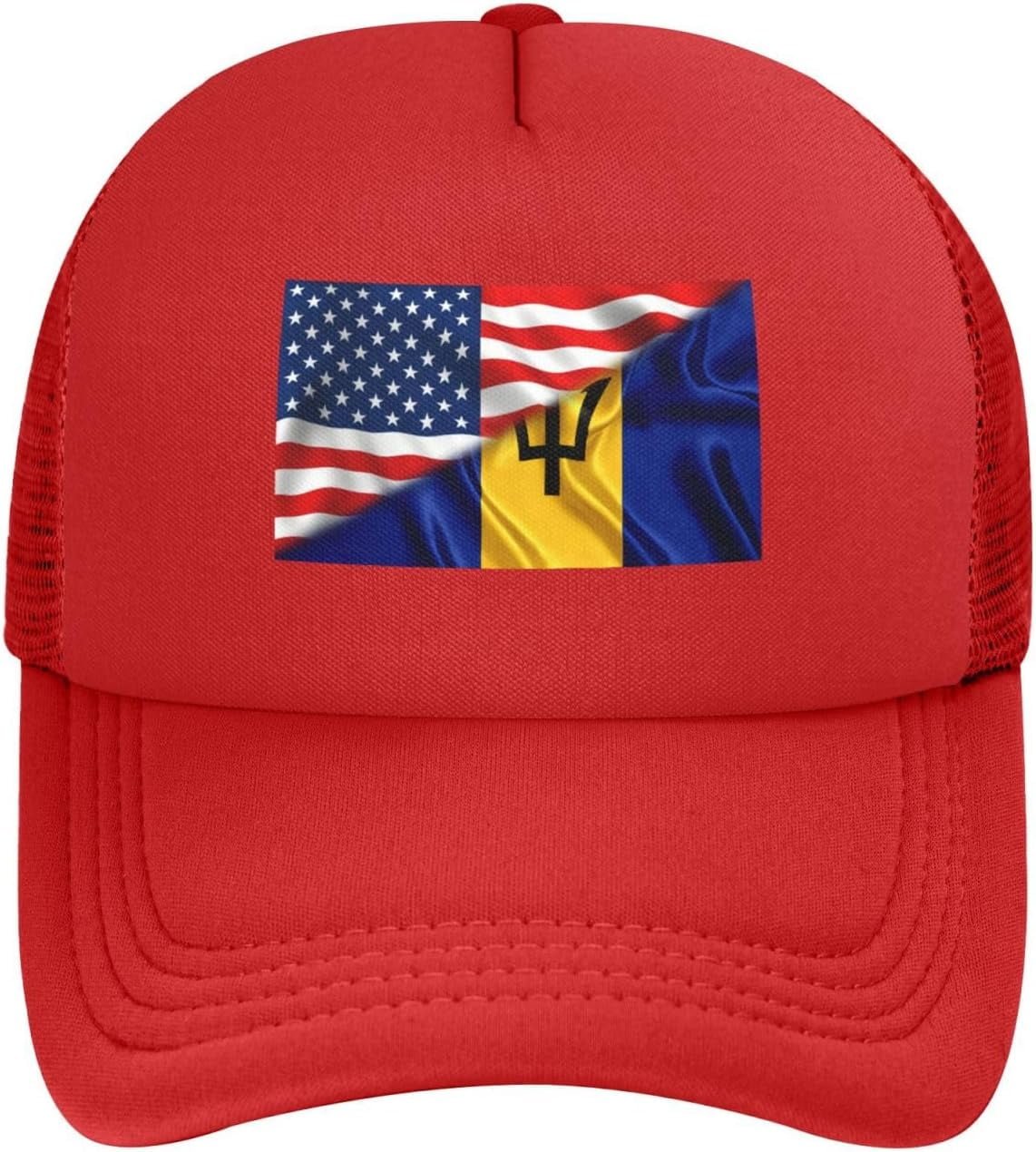 Half America Half Barbados Flag Adult Mesh Baseball Cap Adjustable Dad ...