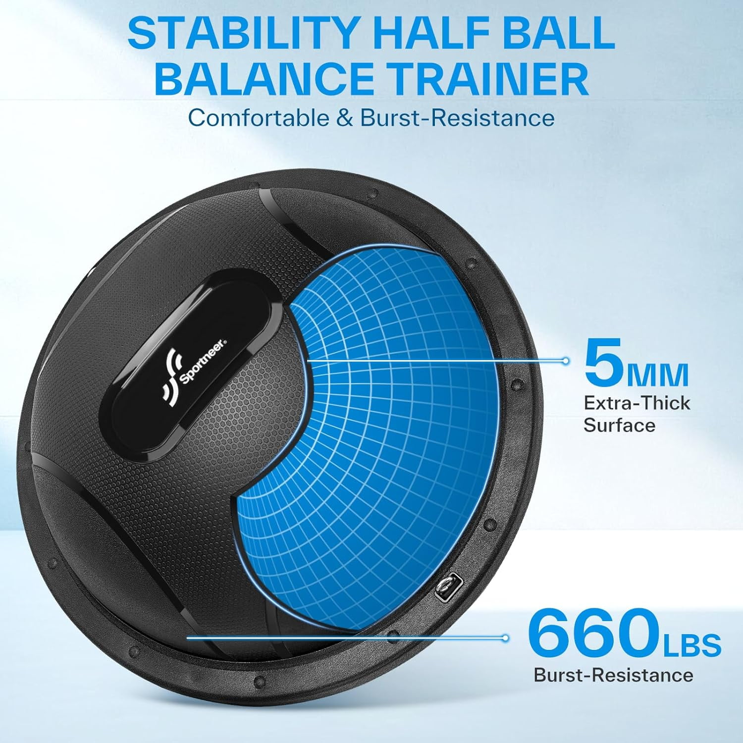 Half Balance Ball - Inflatable Exercise Ball Trainer With Resistance ...