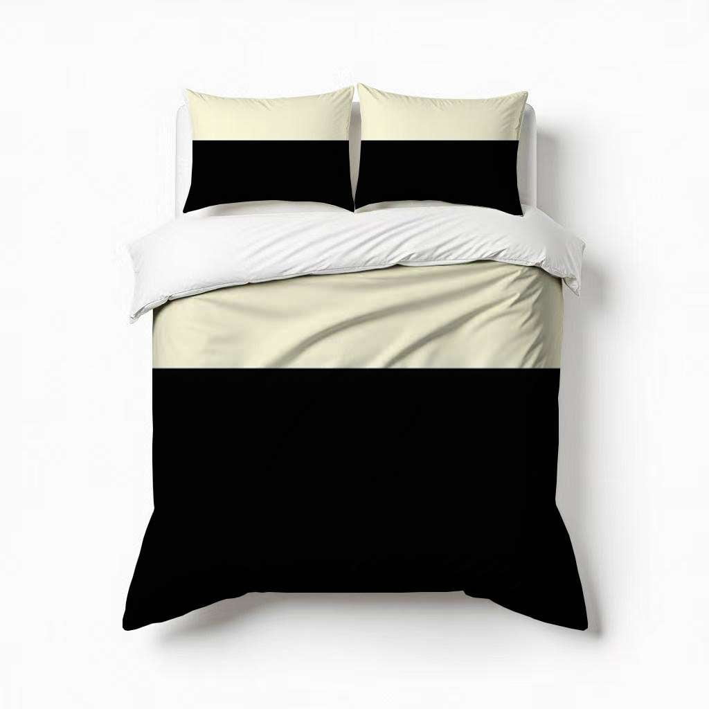 Half Black Half Cream Design Bedding Set 3 Pcs Soft Microfiber Quilt ...