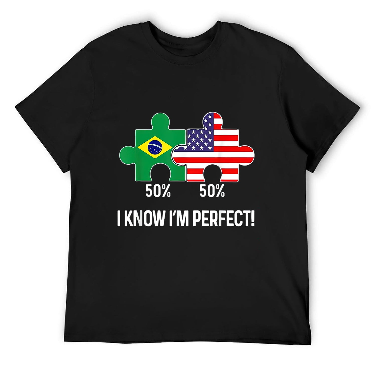 Half Brazilian Half American Flag Combined Map brasileiro T-Shirt Black ...