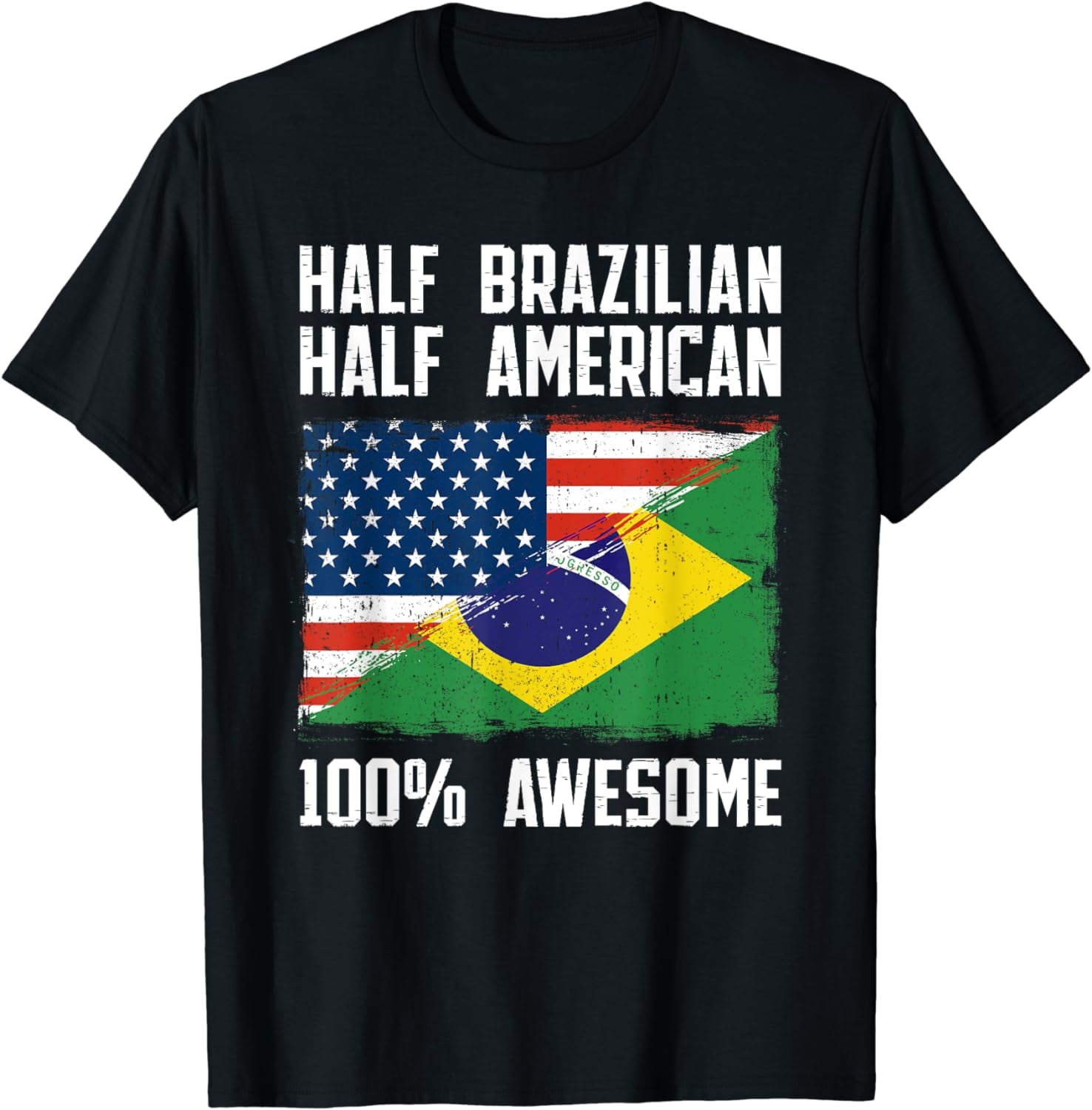 Half Brazilian Half American Flag Heritage Brazil Roots T-Shirt ...