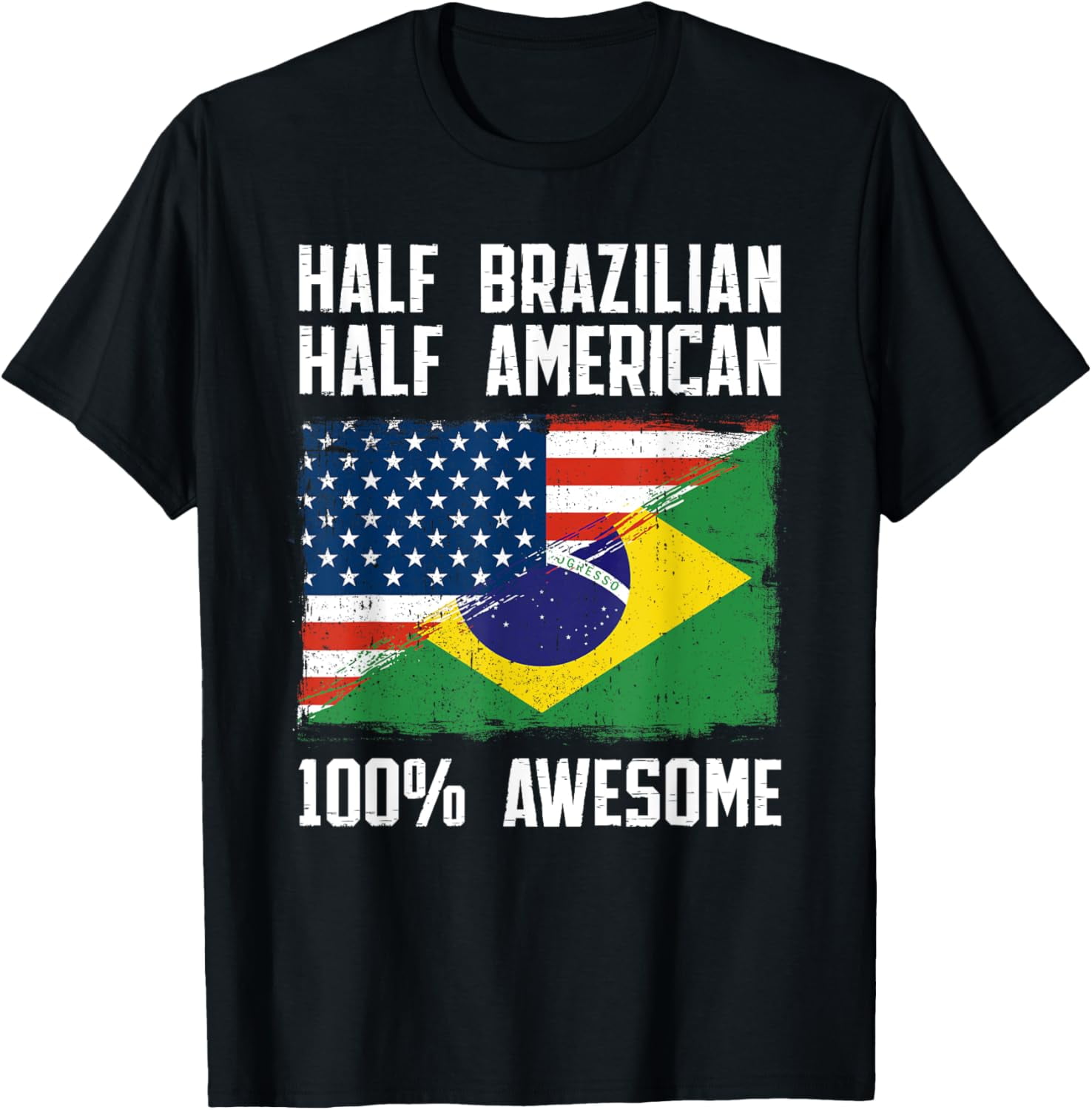 Half Brazilian Half American Flag Heritage Brazil Roots T-Shirt ...
