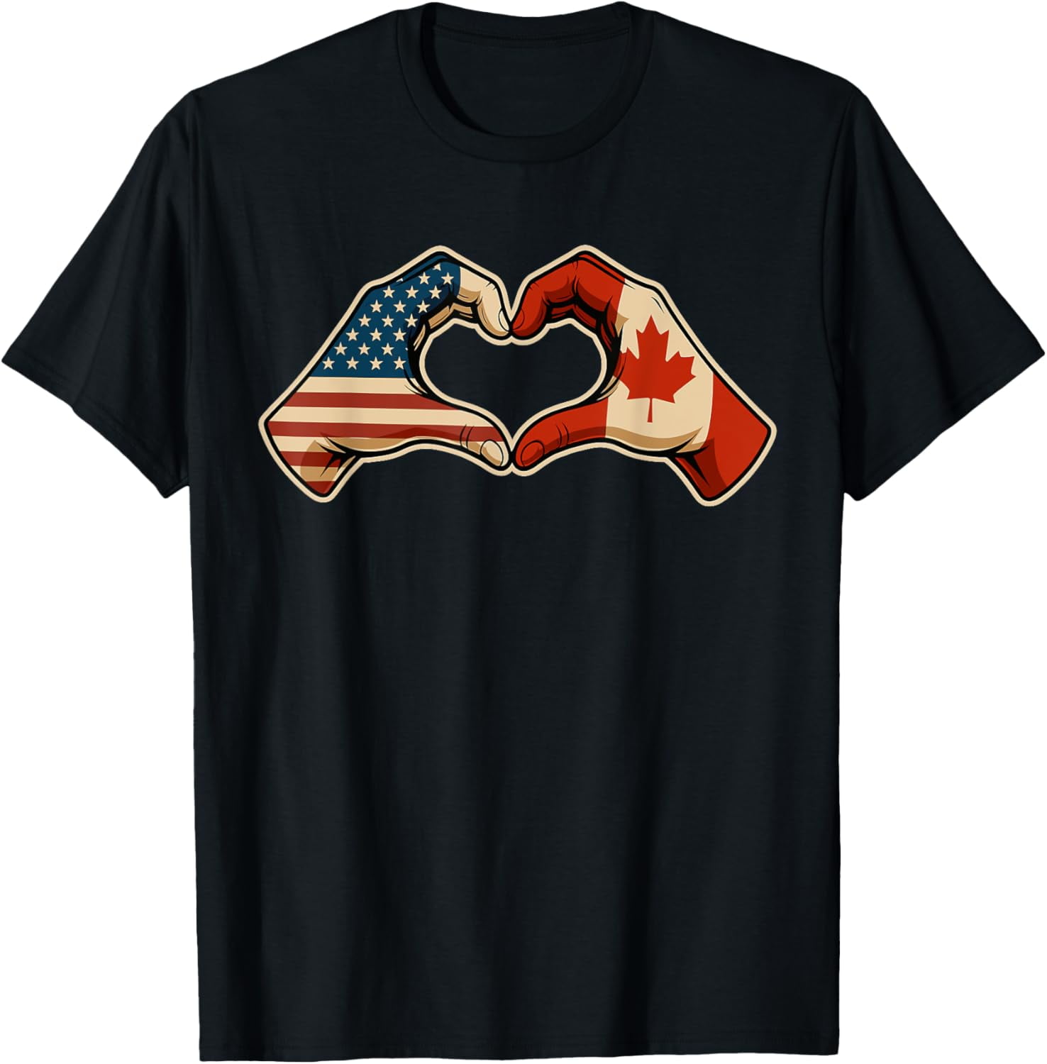 Half Canadian Half American Canada USA Flag Heart T-Shirt - Walmart.com