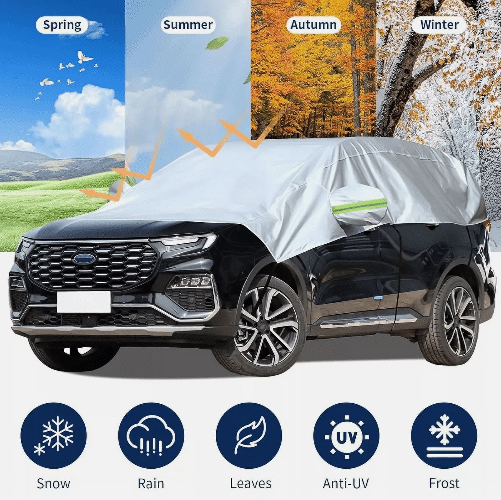 Half Car Cover Top Roof Waterproof Outdoor Sun/UV/Rain Protection ...