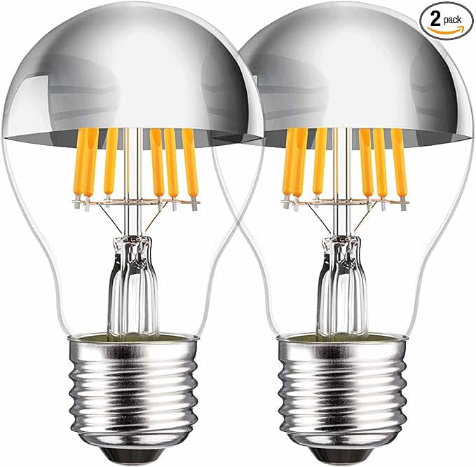 Half Chrome Light Bulb, 6W (60 Watt Equivalent) Dimmable Silver Tipped ...