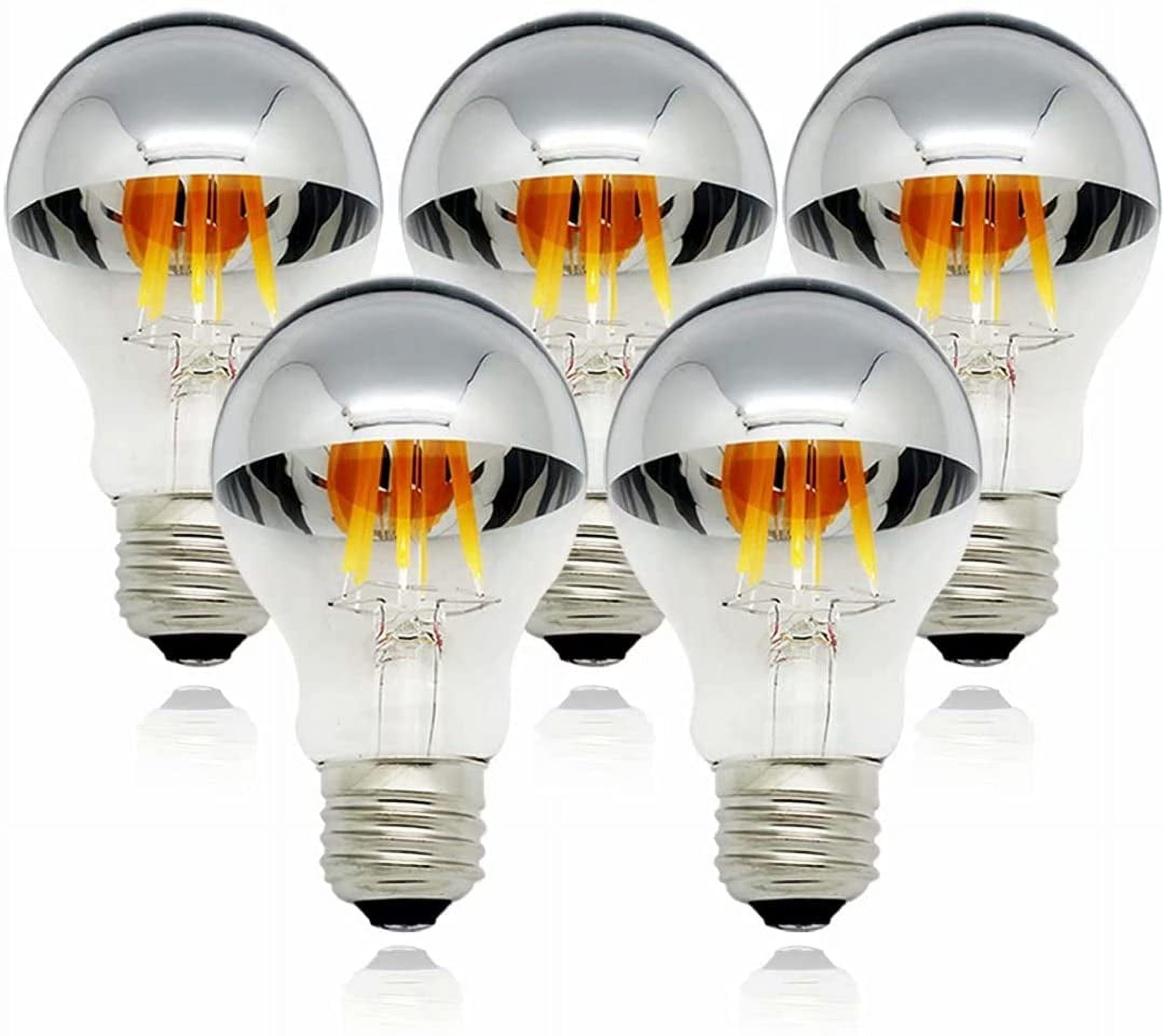 Half Chrome Light Bulb Dimmable 6W (Equivalent 60 Watt) LED Edison Bulb ...